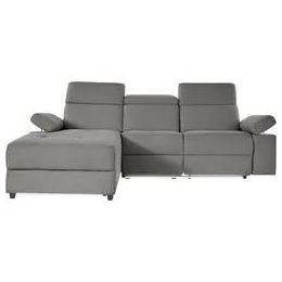 Ecksofa Home Affaire "Kilado, L-Form", grau, B:259cm H:98cm T:163cm, Struktur fein (95% Polyester 5%Nylon), Sofas, Ecksofa, mit Relaxfunktion, verstellbarer Armlehne, Kopfteilverstellung
