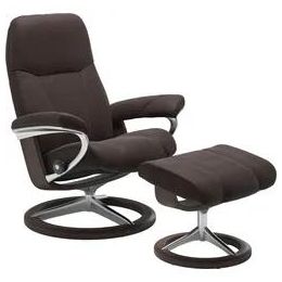 Relaxsessel stressless "Consul", braun (chocolate paloma), B:91cm H:102cm T:79cm, Leder BATICK: BATICK ist ein leicht korrigiertes, durchgef&auml;rbtes und genarbtes M&ouml;belleder, bei dem die meisten Unebenheiten und Spuren in der Regel entfernt wurden.;Leder PALOMA: PALOMA ist ein durchgef&auml;rbtes Semianilin-M&ouml;belleder mit nat&uuml;rlicher Narbung.;ROHLEDER Stoff Q2 FARON: Ein fester zuverl&auml;ssiger Boucl&eacute; mit e