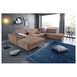Sit & More Wohnlandschaft SIT & MORE "Percy U-Form", beige, B:343cm H:80cm T:235cm, Sofas, Wohnlandschaft, 15 cm Fu&szlig;h&ouml;he, Sitztiefenverstellung, wahlweise in 2 Fu&szlig;farben
