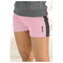 Relaxshorts BENCH. LOUNGEWEAR, Damen, Gr. 36/38, N-Gr, rosa (rosa, schwarz), Jersey, Obermaterial: 60% Baumwolle, 40% Polyester, unifarben mit Farbeinsatz, bequem kurz, Hosen, mit Seitenstreifen, Loungewear