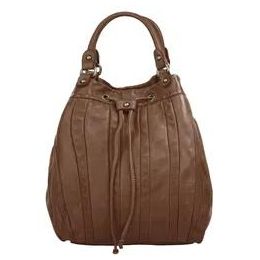 Shopper FORTY, Damen, Gr. B/H/T: 32cm x 27cm x 16cm onesize, braun (cognac), Leder, leicht gl&auml;nzend, unifarben, Taschen Shopper, echt Leder, Made in Italy