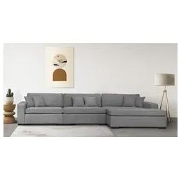 Sofa-Eckelement Home Affaire "Skara XXL L-Form", grau (hellgrau), B:400cm H:86cm T:190cm, 100% Polyester, Polsterelemente, Lounge-Sofa XXL mit Federkern-Polsterung, in vielen Bezugsvarianten