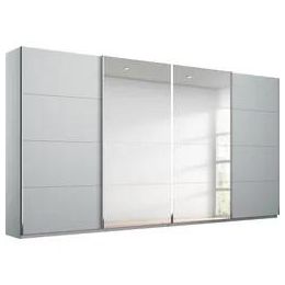 Schwebet&uuml;renschrank Rauch "Kleiderschrank Schrank Garderobe W&auml;scheschrank Ankleide SYNCRONO", grau (seidengrau, spiegel), B:361cm H:211cm T:62cm, Holzwerkstoff, Schr&auml;nke, Schwebet&uuml;renschrank, Mittelt&uuml;ren mit praktischer Synchron-&Ouml;ffnung MADE IN GERMANY