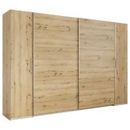 Schwebet&uuml;renschrank Rauch "Kleiderschrank Dreht&uuml;renschrank Schrank Garderobe KRONACH TOPSELLER", braun (eiche artisan, griffleisten alu), B:311cm H:210cm T:59cm, Holzwerkstoff, Schr&auml;nke, Schwebet&uuml;renschrank, mit Dreh- und Schwebet&uuml;ren und vielen Einlegeb&ouml;den MADE IN GERMANY