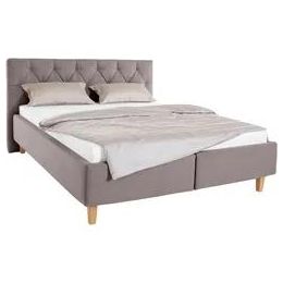 Polsterbett Home Affaire "Sunley 100", grau (hellgrau), B:183cm L:210cm, Struktur (100% Polyester);Strukturstoff (100% Polyester), Betten, Polsterbett, Kreuzsteppung, Kopfteilh&ouml;he 102 cm, ohne oder mit Matratze/Lattenrost