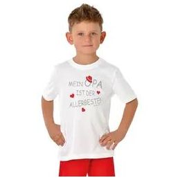T-Shirt TRIGEMA "TRIGEMA T-Shirt Opas Liebling", Jungen, Gr. 92, wei&szlig;, Feinripp, 100% Baumwolle (Bio-Baumwolle kbA), lang, Rundhals, Shirts T-Shirt