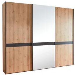 Schwebet&uuml;renschrank Wiemann "Rialto", grau (bianco, eiche, nachbildung, graphit, kristallspiegel), B:278,9cm H:236cm T:67cm, Schr&auml;nke, Schwebet&uuml;renschrank, hochwertige Dekorfront mit Spiegelt&uuml;r