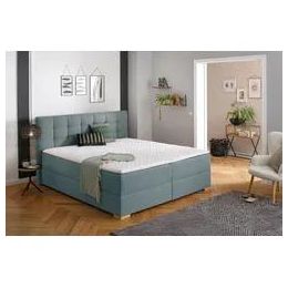Boxbett Home Affaire "Olivet mit Bettkasten", blau (petrol), B:214cm L:230cm, Komplettbetten, in 4 Farben, 4 Breiten, 2 Matratzenarten, auch in &Uuml;berl&auml;nge 220 cm