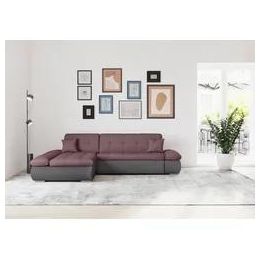 Ecksofa DOMO collection "Moric, L-Form, XXL-Sofa - Breite 300cm, viel Platz, auch in Cord", bunt (beere), B:300cm H:80cm T:172cm, Kunstleder SOFTLUX / Struktur (90% Polyester/ 10% Polyacryl);Microfaser PRIMABELLE (100% Polyester)/ Struktur (90% Polyester/ 10% Polyacryl), Sofas, Ecksofa, wahlweise mit Bettfunktion und Armteilverstellung, grau-beere, Topseller