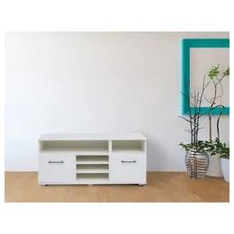 Kombikommode Priess "Lissabon", wei&szlig; (lichtwei&szlig;), B:123cm H:55cm T:38cm, Holzwerkstoff, Sideboards, Kombikommode