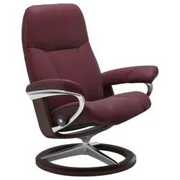 Relaxsessel stressless "Consul", rot (bordeaux batick), B:82cm H:102cm T:72cm, Leder BATICK: BATICK ist ein leicht korrigiertes, durchgef&auml;rbtes und genarbtes M&ouml;belleder, bei dem die meisten Unebenheiten und Spuren in der Regel entfernt wurden.;Leder PALOMA: PALOMA ist ein durchgef&auml;rbtes Semianilin-M&ouml;belleder mit nat&uuml;rlicher Narbung.;ROHLEDER Stoff Q2 FARON: Ein fester zuverl&auml;ssiger Boucl&eacute; mit eine