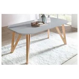 Esstisch Salesfever "Solna - Stilvoller Tisch f&uuml;r Ihr Zuhause", grau (grau, natur, grau), B:120cm H:76cm T:80cm, Tische, Esstisch, Massive Eichen-Haarnadelbeine: Nat&uuml;rliches Design-Statement