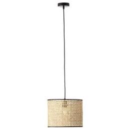Brilliant Pendelleuchte "WILEY", beige, 1, 1 Stk., Leuchten, 174 cm H&ouml;he, &Oslash; 30 cm, E27, k&uuml;rzbar, Rattan/Metall, holz hell/schwarz, Pendelleuchte