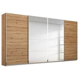 Schwebet&uuml;renschrank Rauch "Kleiderschrank Schrank Garderobe W&auml;scheschrank Ankleide SYNCRONO", braun (eichefarben artisan, spiegel), B:361cm H:211cm T:62cm, Holzwerkstoff, Schr&auml;nke, Schwebet&uuml;renschrank, Mittelt&uuml;ren mit praktischer Synchron-&Ouml;ffnung MADE IN GERMANY