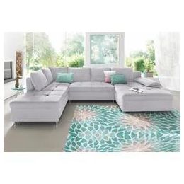 Home Affaire Wohnlandschaft OTTO HOME "Labene U-Form", silber, B:326cm H:82cm T:90cm, Struktur fein (95% Polyester, 5% Polyamid);Luxus-Microfaser ALTARA NUBUCK (100% Polyester);Kunstleder SOFTLUX / Struktur (100% Polyester);Struktur (100% Polyester), Sofas, Wohnlandschaft, wahlweise mit Schlaffunktion und Bettkasten