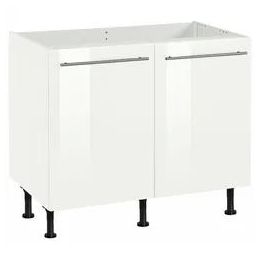Sp&uuml;lenschrank Optifit "Bern", wei&szlig; (wei&szlig; hochglanz, wei&szlig;), B:100cm H:87cm T:34,9cm, Schr&auml;nke, Sp&uuml;lenschrank, 100 cm breit, mit 2 T&uuml;ren, h&ouml;henverstellbare F&uuml;&szlig;e, mit Metallgriffen
