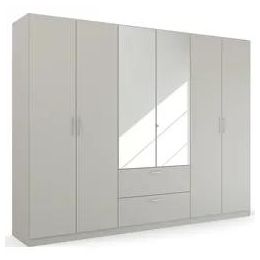Dreht&uuml;renschrank Rauch "Kleiderschrank Schrank Garderobe Ankleide PURE BY QUADRA SPIN", grau (seidengrau), B:271cm H:210cm T:54cm, Holzwerkstoff, Schr&auml;nke, Dreht&uuml;renschrank, mit Spiegel, in puristischem Design, Griffe alufarben MADE IN GERMANY