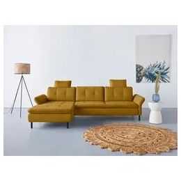 Ecksofa Home Affaire "Birkholm L-Form", gelb (mustard), B:267cm H:83cm T:174cm, 98% Polyester 2% Polyamid, Sofas, Ecksofa, Armlehnverstellung, auch in Easy Clean Bezug - mit Wasser zu reinigen