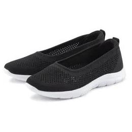 Sneaker Ballerinas Lascana "Halbschuh, Slip-On-Sneaker", Damen, Gr. 39, schwarz, Obermaterial: 100% Textilmaterial. Decksohle: 100% Textilmaterial. Futter: 100% Textilmaterial. Laufsohle: 100% Synthetik, unifarben, Sportlich, Schuhe Ballerina, zum Reinschl&uuml;pfen VEGAN, Topseller