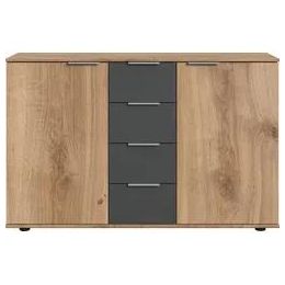 Kombikommode wimex "Valencia", grau (plankeneiche nachbildung, graphit), B:130cm H:83cm T:41cm, Holzwerkstoff, Sideboards, Kombikommode