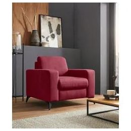 Sessel Home Affaire "Lolland", rot (bordeaux), B:98cm H:88cm T:88cm, Luxus-Microfaser ALTARA NUBUCK (100% Polyester);Struktur Flausch (90% Polyester, 10% Polyamid);Struktur impr&auml;gniert - feucht abwischbar (100% Polyester), Sessel, Sessel, passend zur Serie "Lolland", wahlweise mit feucht abwischbarem Bezug