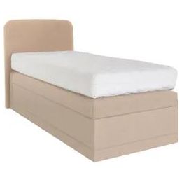 Boxspringbett, beige (dunkelbeige), B:105cm L:212cm, Box und Kopfteil: Microvelours (100% Polyester) oder Kunstleder (Polyurethan);Bezug der Obermatratze: 100% Polyester, Westfalia Schlafkomfort, Komplettbetten, Boxspringbett, wahlweise mit Bettkasten