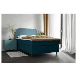 Boxspringbett Home Affaire "Marausa", blau, B:121cm L:208cm, 100% PES, Komplettbetten, Boxspringbett, mit Taschen-Federkernmatratze, mit dekorativer Kedernaht