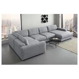 Wohnlandschaft Home Affaire "Bloomfield, Mega Polsterecke, Breite 390cm, viel Platz, U-Form", grau (antarctica), B:390cm H:84cm T:209cm, 100% Polyester, Sofas, Wohnlandschaft, In verschiedenen Gr&ouml;&szlig;en bestellbar