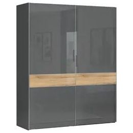 Kleiderschrank OTTO HOME "Onyx, Schwebet&uuml;renschrank inklusive Innenleben, FSC-zertifiziert", grau (anthrazit, walnussfarben), B:182cm H:224cm T:61cm, Holzwerkstoff, Schr&auml;nke, Kleiderschrank, UV lackiert, hochgl&auml;nzend anthrazit, mit Soft-Close Funktion