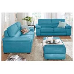 Polstergarnitur Calia italia "Gaia, hochwertige Garnitur aus 2-Sitzer & 3-Sitzer im edlen Design", blau (turquoise), Luxus-Microfaser GINEVRA, Luxus-Microfaser Ginevra (100% Polyester), Sitzm&ouml;bel-Sets, aus pflegeleichtem Luxus-Microfaser Ginevra Hydro Care