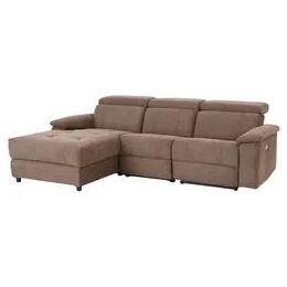 Ecksofa Home Affaire "Binado, L-Form", braun, B:252cm T:164cm, Webstoff (95% Polyester/5% Nylon), Sofas, Ecksofa, mit manueller oder elektrischer Relaxfunktion mit USB-Anschluss