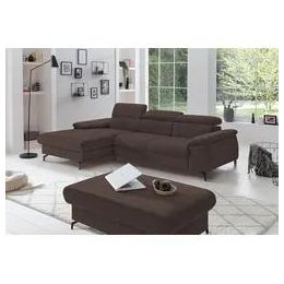 Ecksofa COTTA "Kitty L-Form, B: 242 cm", braun (espresso), B:244cm H:72cm T:166cm, Microfaser (100% Polyester);Flachgewebe (100% Polyester), Sofas, Ecksofa, mit Kopfteilverstellung, optional Bettfunktion & Bettkasten