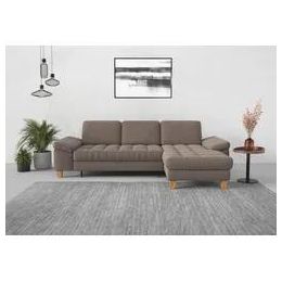 Sit & More Ecksofa SIT & MORE "Westham L-Form", grau (taupe), B:275cm H:88cm T:172cm, 90% Polyester 10% Polyamid, Sofas, Ecksofa, mit Recamiere, mit oder ohne Bettfunktion, Bettkasten, F&uuml;&szlig;e Eiche