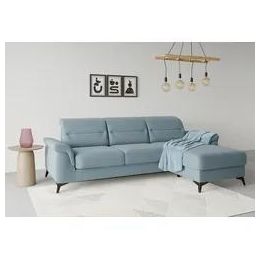 Sit & More Ecksofa SIT & MORE "Sinatra L-Form", blau (hellblau), B:258cm H:85cm T:170cm, 90% Polyester, 10% Polyamid, Sofas, Ecksofa, mit Recamiere, optional mit Kopfteilverstellung und Armteilfunktion