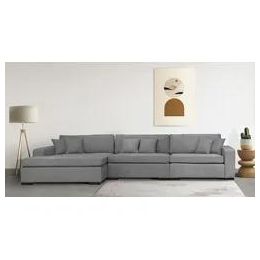 Sofa-Eckelement Home Affaire "Skara XXL L-Form", grau (hellgrau), B:400cm H:86cm T:190cm, 100% Polyester, Polsterelemente, Lounge-Sofa XXL mit Federkern-Polsterung, in vielen Bezugsvarianten