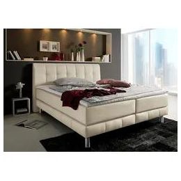 Boxspringbett Home Affaire "Cafone", beige, B:204cm L:211cm, Bezug der Spiegelfl&auml;che Matratzendrell aus 100% Polyester;feiner Strukturstoff-Bezug (100% Polyester), Komplettbetten, Boxspringbett, inkl. Topper, 5 Breiten, 3 Matratzenarten und 3 H&auml;rtegraden w&auml;hlbar
