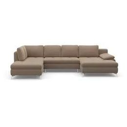 Sit & More Wohnlandschaft SIT & MORE "Latigo U-Form", braun (macchiato), B:326cm T:201cm, Sofas, Wohnlandschaft, mit Recamiere, wahlweise mit Bettfunktion und Bettkasten