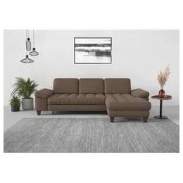 Sit & More Ecksofa SIT & MORE "Westham L-Form", braun (chocco), B:275cm H:88cm T:172cm, 100% Polyester, Sofas, Ecksofa, Recamiere, mit oder ohne Bettfunktion, Bettkasten, F&uuml;&szlig;e wengefarben