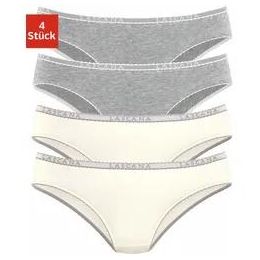 Slip Lascana, Damen, Gr. 36/38, grau (grau, meliert, creme), Jersey, Obermaterial: 92% Baumwolle, 8% Elasthan (LYCRA), unifarben, Unterhosen Slip, aus elastischer Baumwoll-Qualit&auml;t