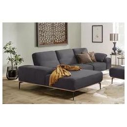 Ecksofa W.Schillig "run, Designsofa mit tollem Sitzkomfort, L-Form", grau (anthrazit w82), B:299cm H:88cm T:178cm, Longlife Xtra-Leder Z73: Naturwalkleder der Luxusklasse aus den erlesensten Rohh&auml;uten. Hautst&auml;rke 1, 1 &ndash; 1, 3 mm;ROHLEDER Jacquard-Flachgewebe Q2 W60 (63% Polyester, 37% Polyacryl);ROHLEDER Chenille-Flachgewebe Q2 W77 (68% Polyacryl, 32% Polyester);Stoff S37 (100% Polyester), Sofas, E
