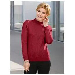 Stehkragenpullover Casual Looks "Pullover", Damen, Gr. 54, rot (kirschrot), 100% Polyacryl, unifarben, figurumspielend, Pullover Stehkragenpullover