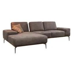Ecksofa W.Schillig "run, Designsofa mit tollem Sitzkomfort, bequem, L-Form", braun (mocca s37), B:279cm H:88cm T:178cm, Longlife Xtra-Leder Z73: Naturwalkleder der Luxusklasse aus den erlesensten Rohh&auml;uten. Hautst&auml;rke 1, 1 &ndash; 1, 3 mm;ROHLEDER Jacquard-Flachgewebe Q2 W60 (63% Polyester, 37% Polyacryl);ROHLEDER Chenille-Flachgewebe Q2 W77 (68% Polyacryl, 32% Polyester);Stoff S37 (100% Polyester), Sof