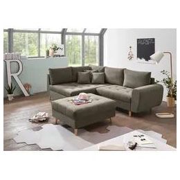 Ecksofa ED EXCITING DESIGN "Alice L-Form", braun, B:249cm H:94cm T:175cm, 100% Polyester, Sofas, Ecksofa, mit Hocker & 3 Zierkissen