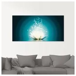 Glasbild Artland "Magie der Lotus-Blume", blau (farbe bild(er): blau), B:80cm H:60cm, Bilder