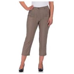 7/8-Hose KjBRAND "BEA 7/8", Damen, Gr. 42, N-Gr, grau (taupe), Web, Obermaterial: 47% Baumwolle, 45% Polyester, 6% Viskose, 2% Elasthan, figurumspielend 7/8-L&auml;nge, Hosen 7/8-Hose, b&uuml;gelfrei