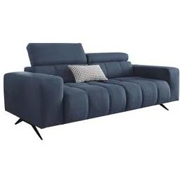 2-Sitzer DOMO collection "Trento, mit Kufenfu&szlig; oder Einzelfu&szlig;", blau (dunkelblau), B:208cm H:79cm T:104cm, 100% Polyester, Sofas, whlw. verstellbare Kopfteile, passend f&uuml;r g&auml;ngige Saugroboter