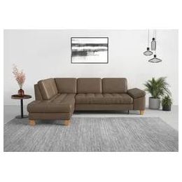 Sit & More Ecksofa SIT & MORE "Westham L-Form", braun (coffee), B:261cm H:88cm T:179cm, 100% Polyester, Sofas, Ecksofa, mit Ottomane, mit oder ohne Bettfunktion, Bettkasten, Verstellung