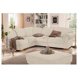 Ecksofa Home Affaire "Amrum L-Form", beige (creme), B:249cm H:91cm T:218cm, Jacquard ( 100% Polyester );Struktur Blume (100% Polyester), Sofas, Ecksofa, wahlweise mit Bettfunktion und Ottomane links/rechts
