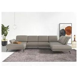 Sit & More Wohnlandschaft SIT & MORE "Coco U-Form", grau (steel), B:382cm H:88cm T:242cm, 95% Polyester, 5% Polyamid, Sofas, Wohnlandschaft, Sitztiefen-, Arm- und Kopfteilverstellung, Cord-Bezug, Fu&szlig;h&ouml;he 15 cm