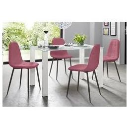 Essgruppe OTTO HOME, rosa (wei&szlig;, rosa), B:120cm, Sitzm&ouml;bel-Sets, Essgruppe, mit Glastisch, Breite 120 cm
